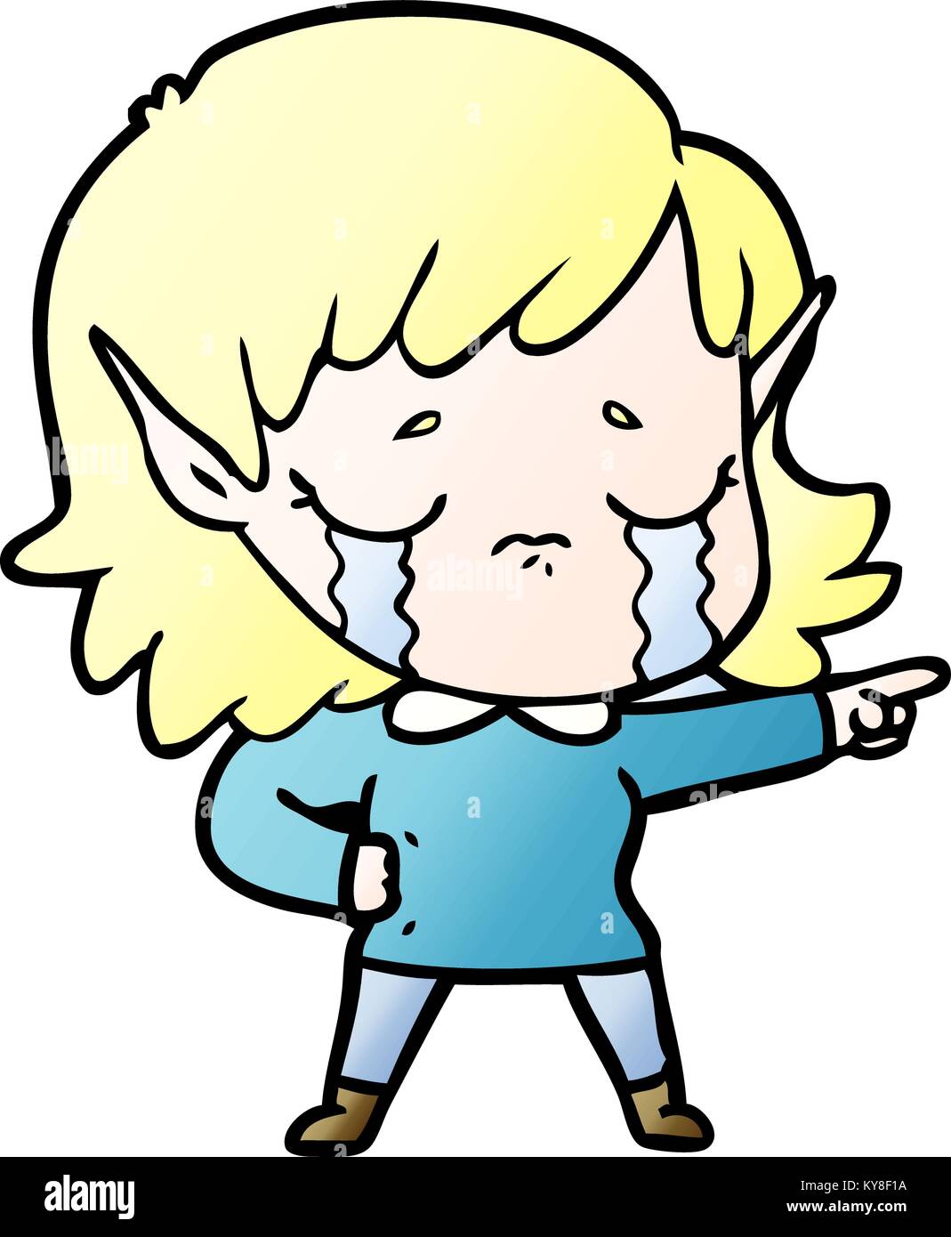 cartoon crying elf girl Stock Vector Image & Art - Alamy