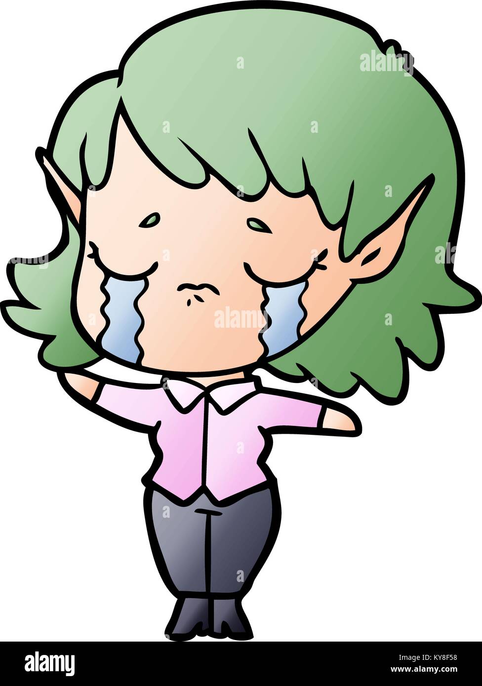 cartoon crying elf girl Stock Vector Image & Art - Alamy