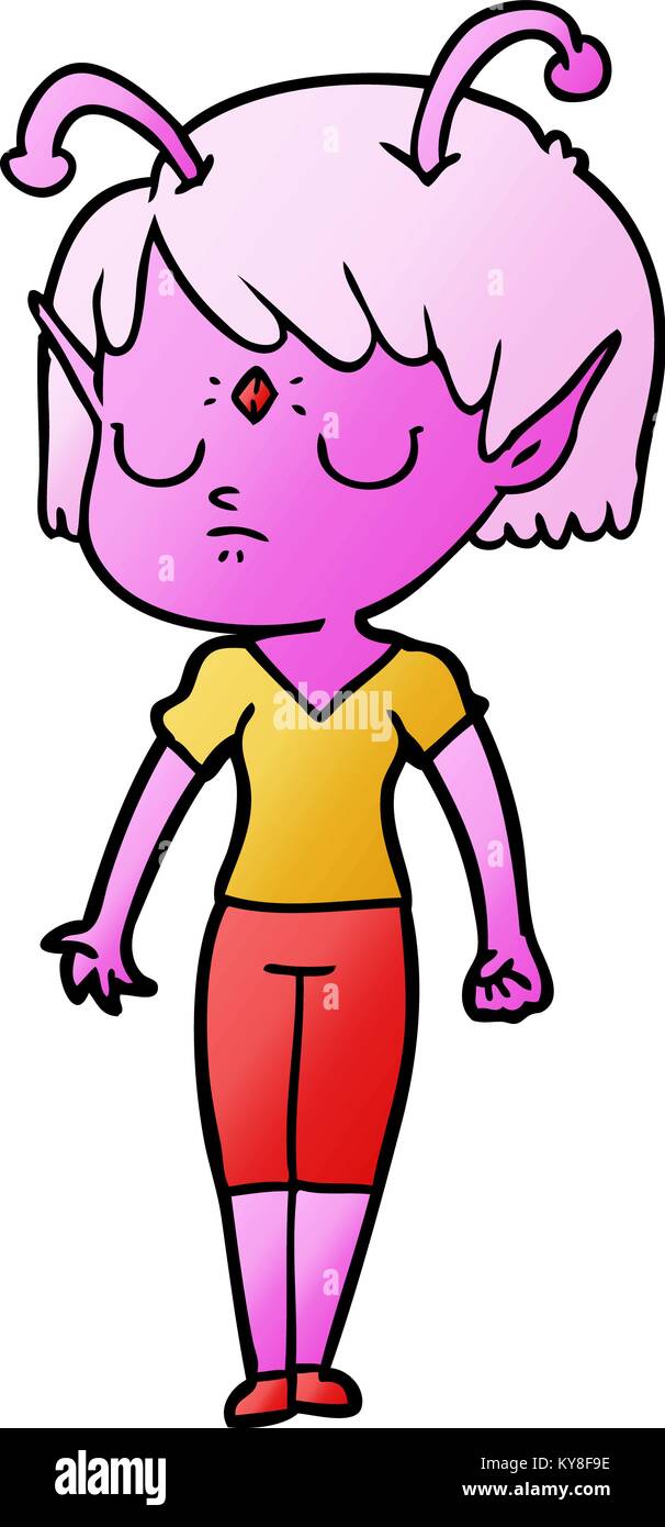 cartoon alien girl Stock Vector Image & Art - Alamy