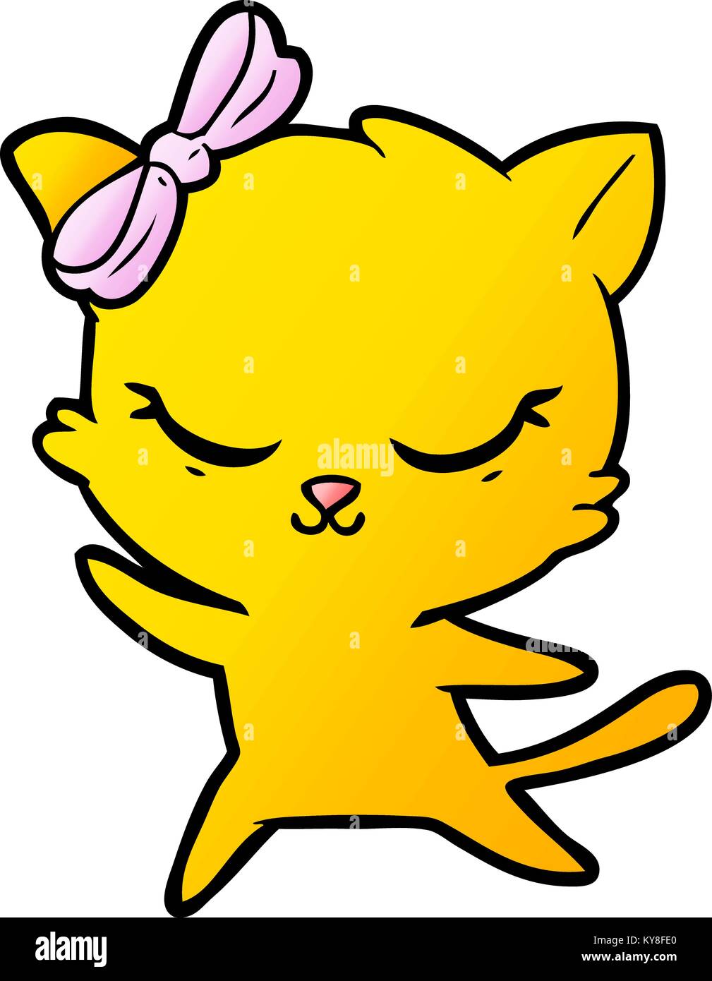 cute cartoon cat with bow Stock Vector Image & Art - Alamy
