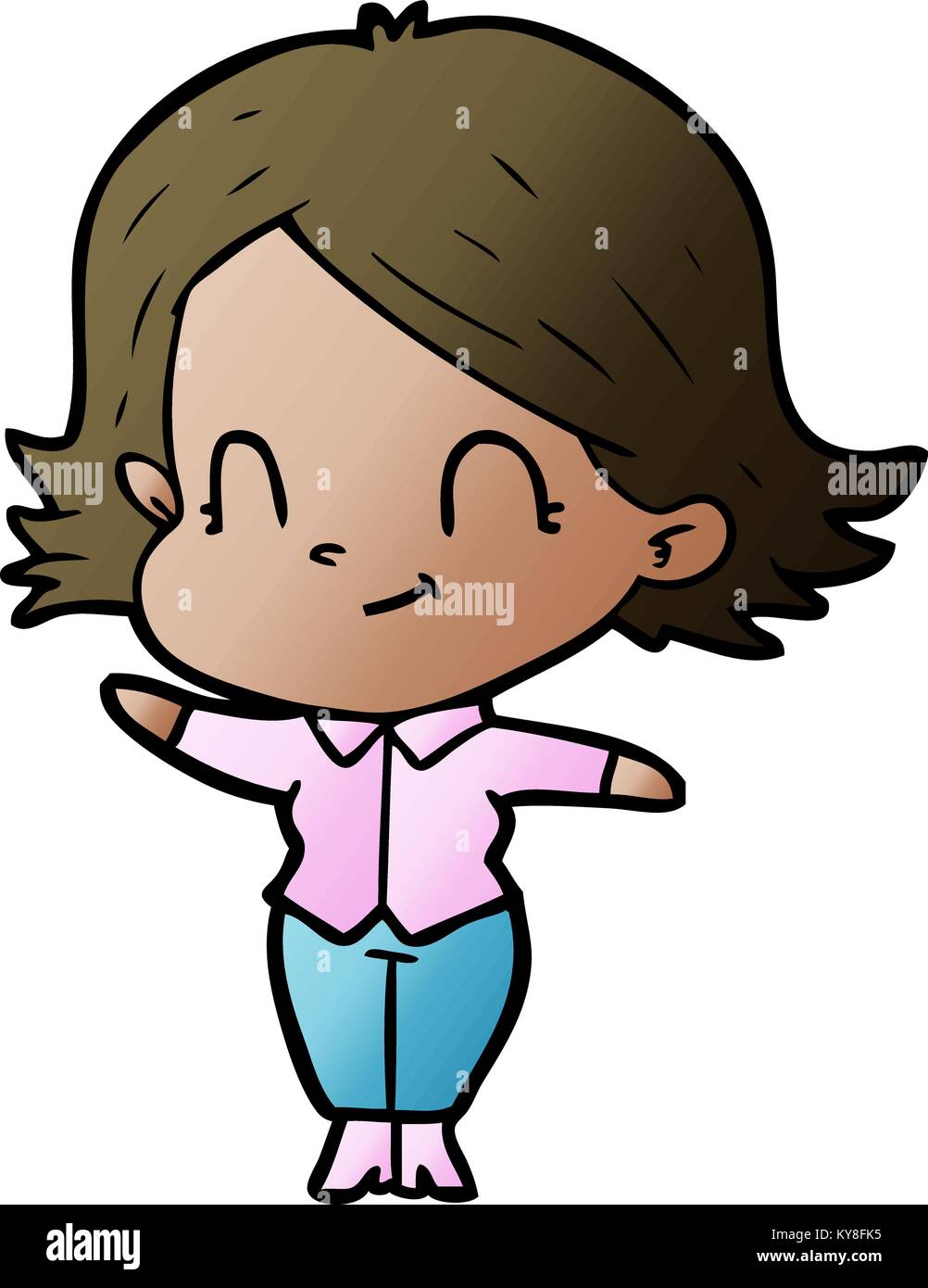 cartoon friendly girl Stock Vector Image & Art - Alamy
