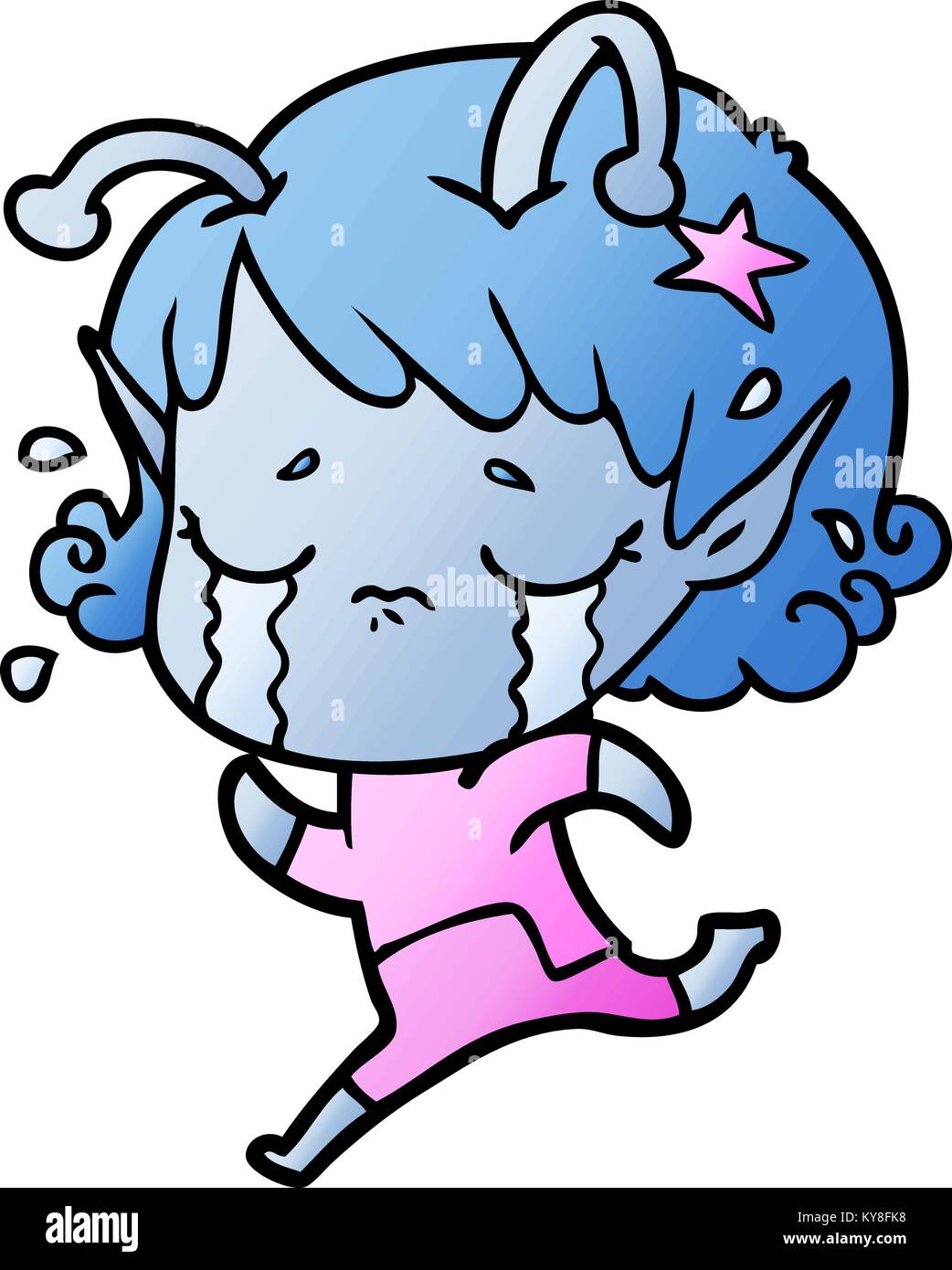 cartoon crying alien girl Stock Vector Image & Art - Alamy