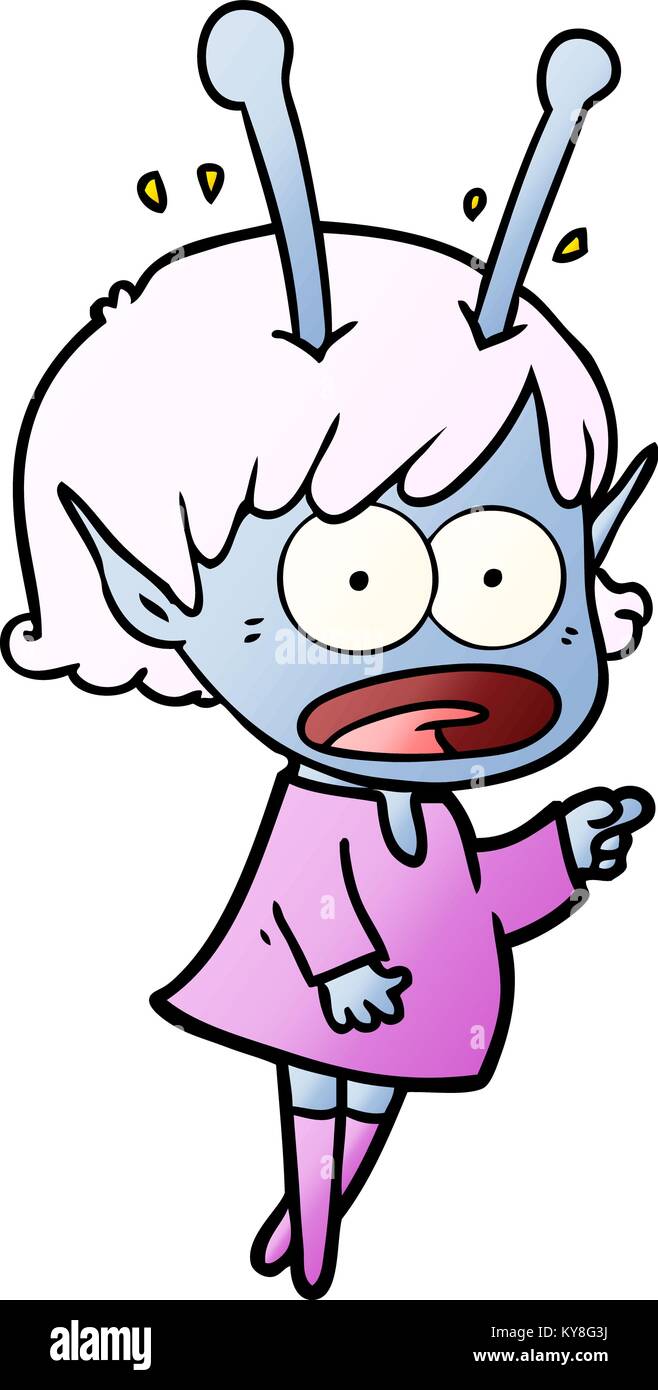 cartoon shocked alien girl Stock Vector Image & Art - Alamy