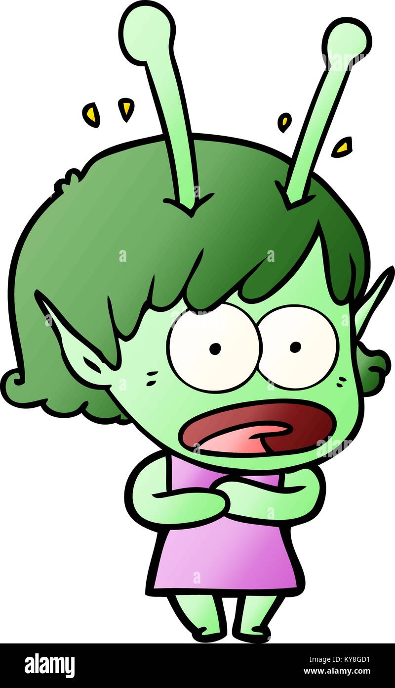 cartoon shocked alien girl Stock Vector Image & Art - Alamy