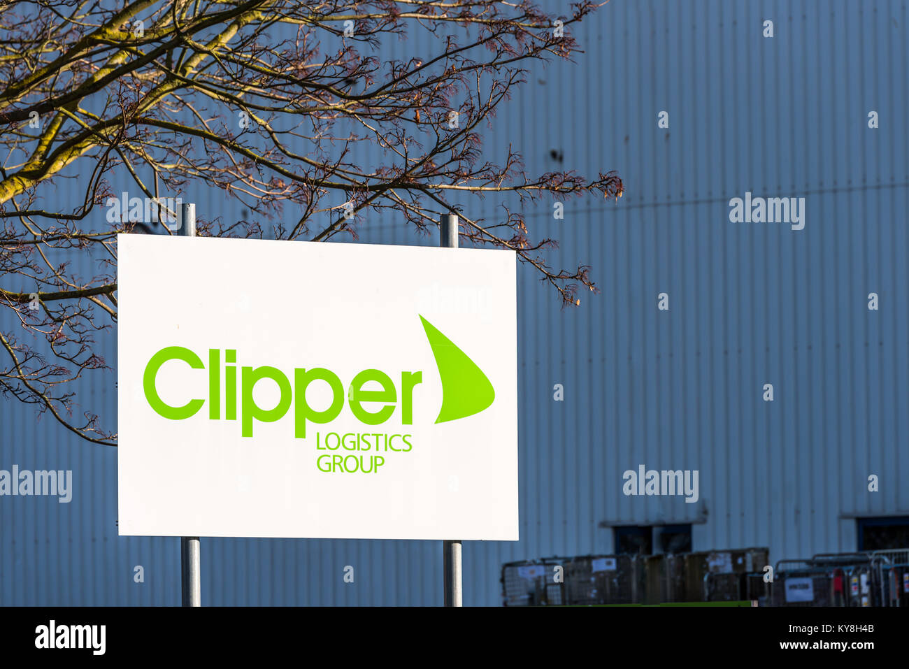 Northampton UK December 09, 2017: Clipper Distribution logo sign in ...