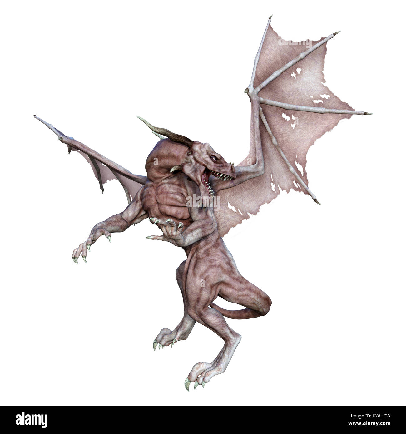 3D rendering of a fantasy vampire dragon isolated on white background ...