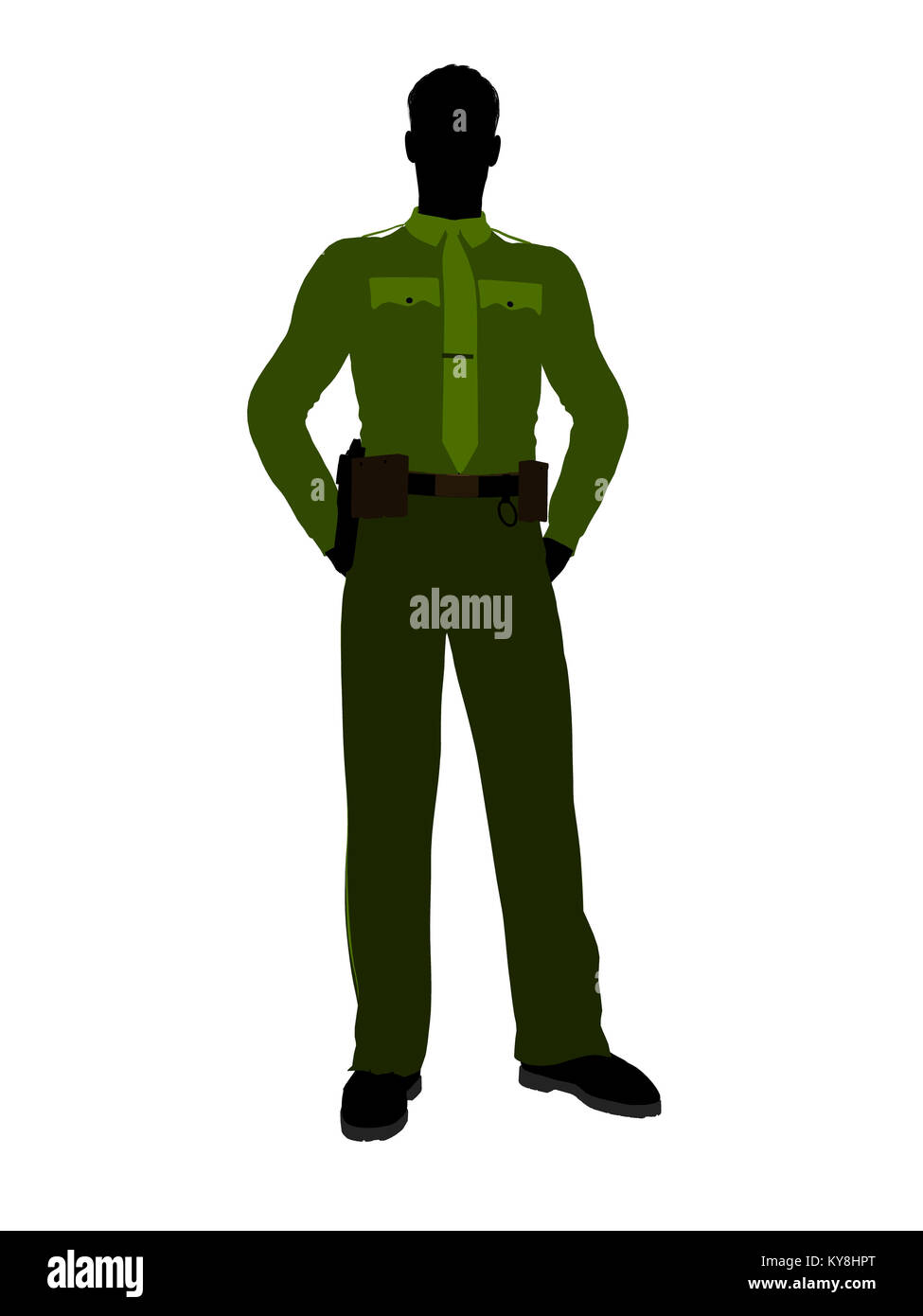 Male sheriff silhouette illustration on a white background Stock Photo ...