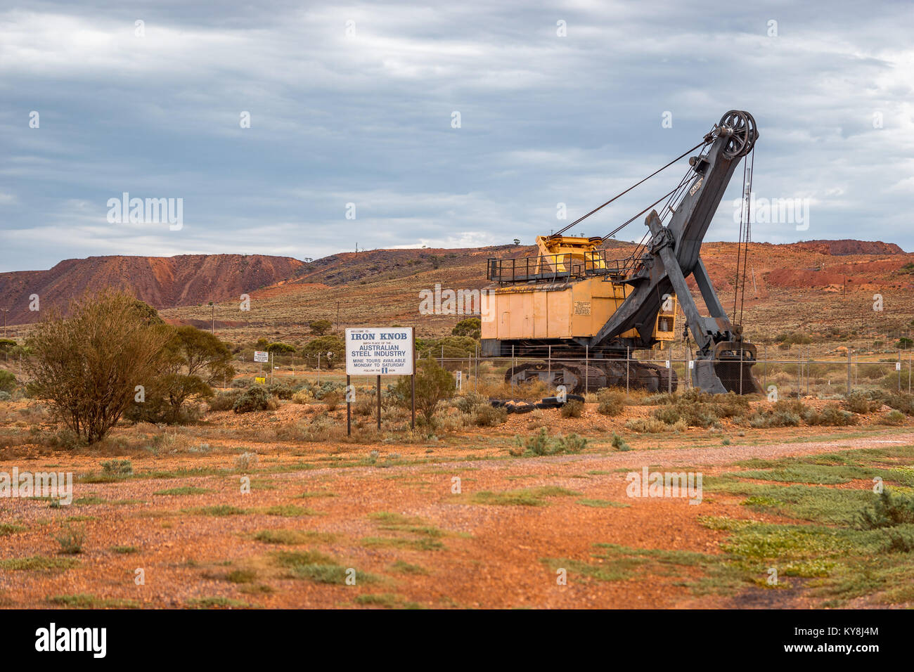 Iron Knob, South Australia: An excavator display at the entrance to the ...