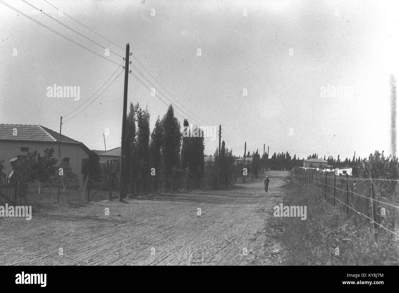 This image depicts the village street in Beer Tuvia, Israel ...