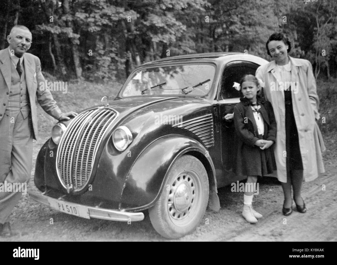 Photograph of a Steyr 55 type passenger car, illustrating mid-20th ...