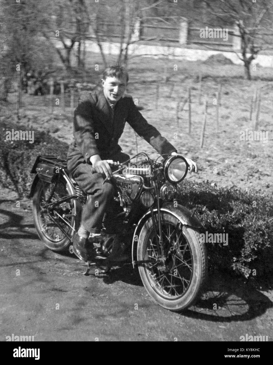 The archival photograph shows an Austrian-made Puch 500 motorcycle ...