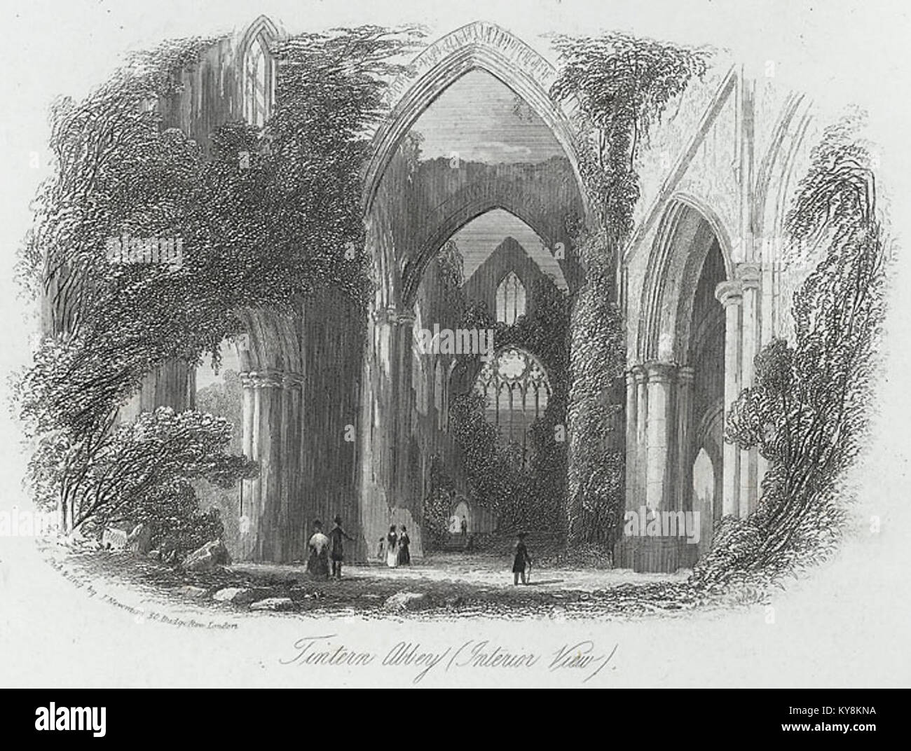 Tintern Abbey in Wales is a 12th-century abbey ruin, displaying Gothic ...