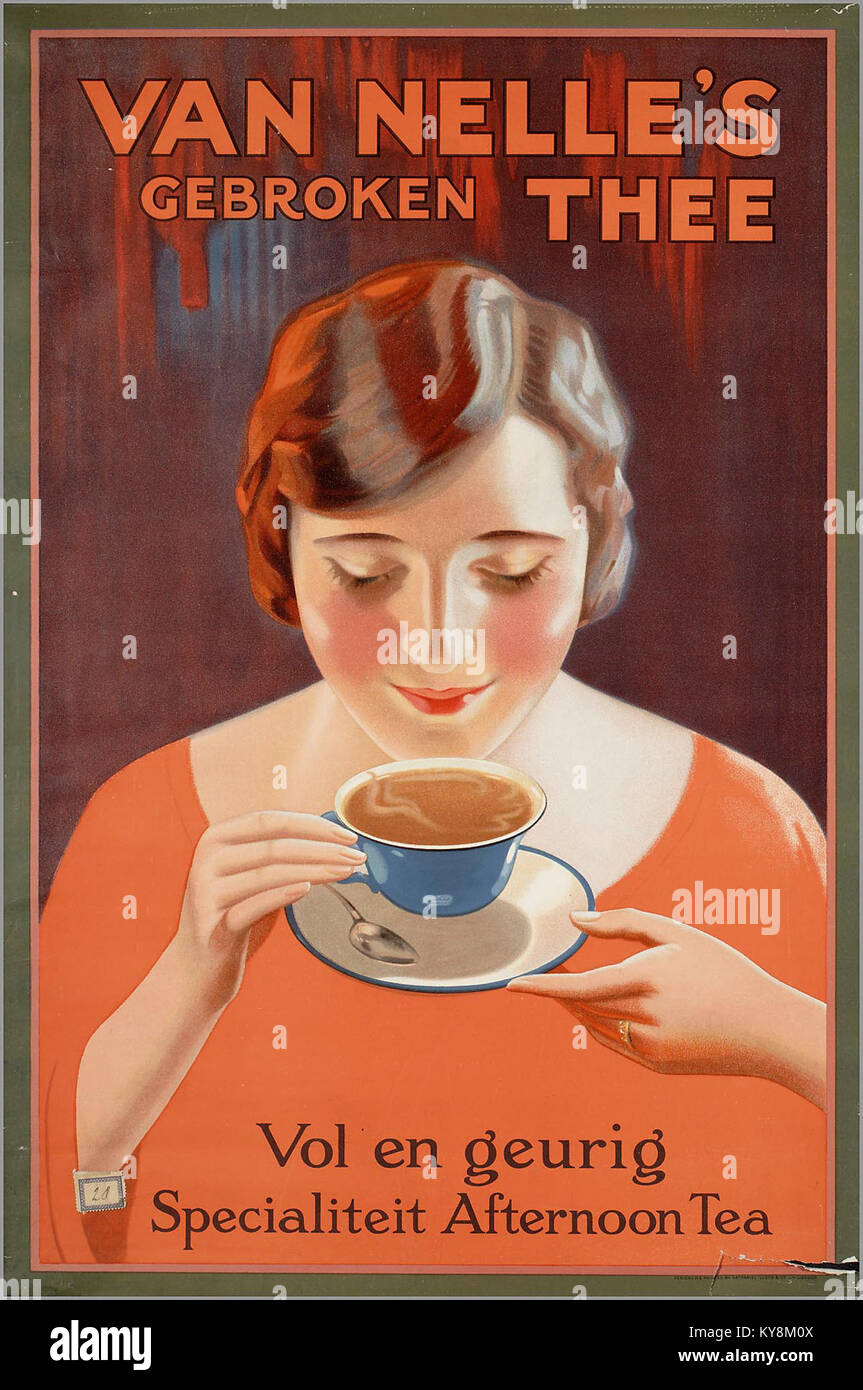 An advertisement for Van Nelle's broken tea, a fragrant specialty tea ...