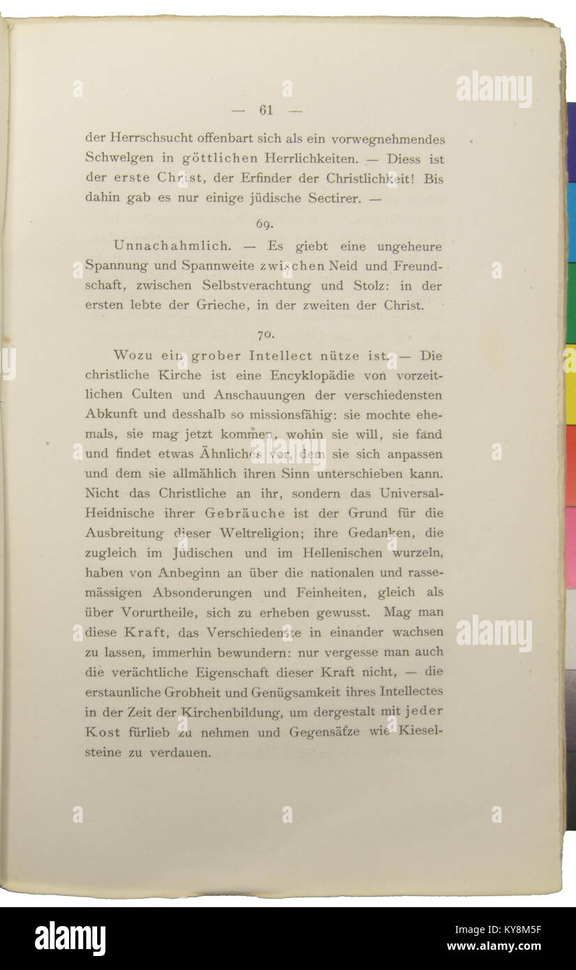A page from Friedrich Nietzsche's work 'Morgenröthe' (Dawn), published ...