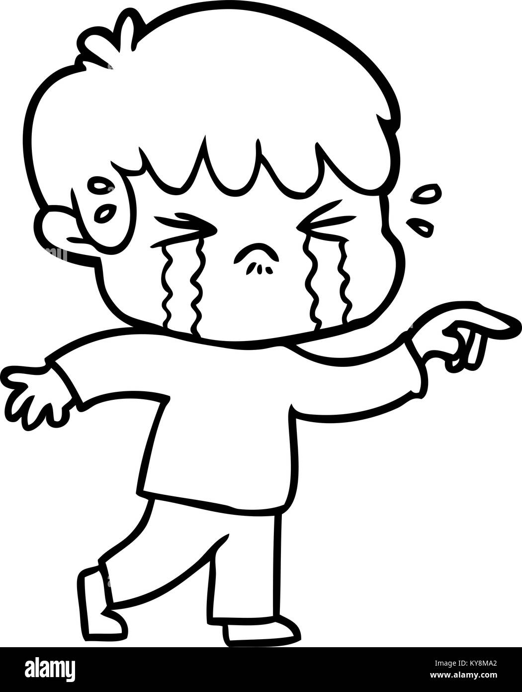 Illustration boy crying hand drawn Black and White Stock Photos ...