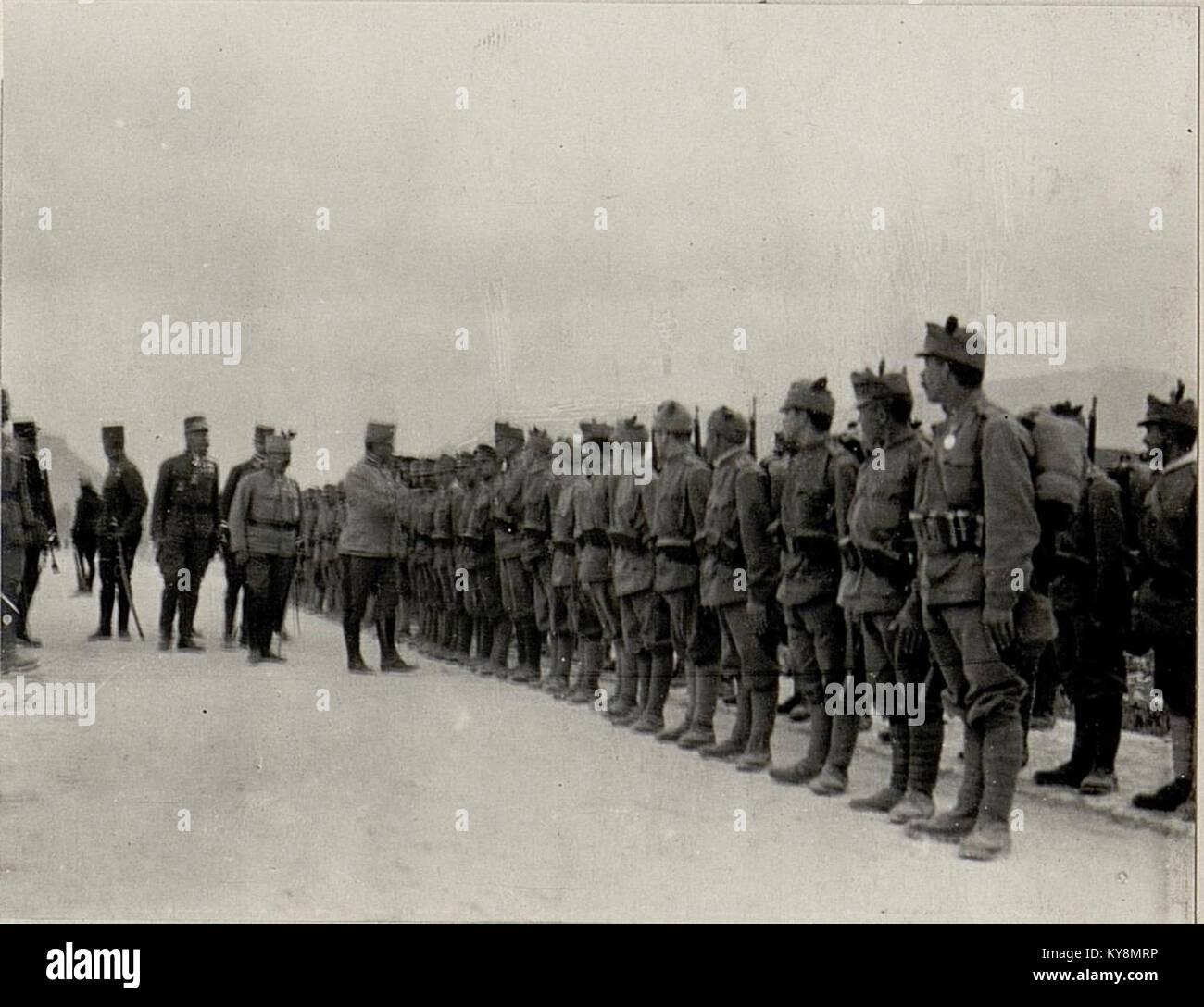 A photograph taken on February 23, 1916, during a military inspection ...