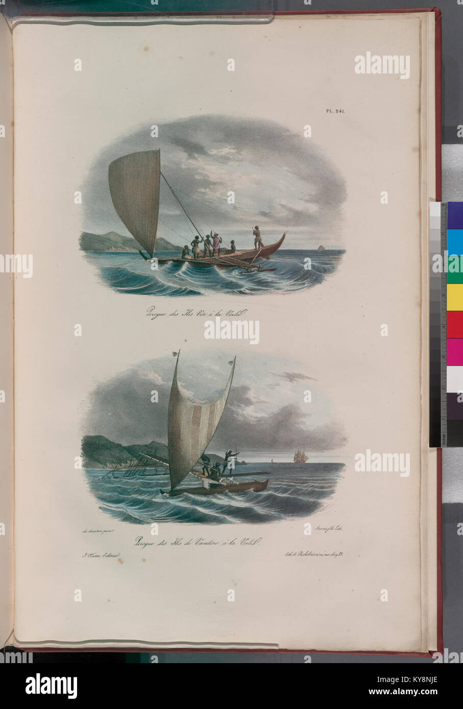 Photograph depicting sailing canoes from Viti and Vanikoro islands ...