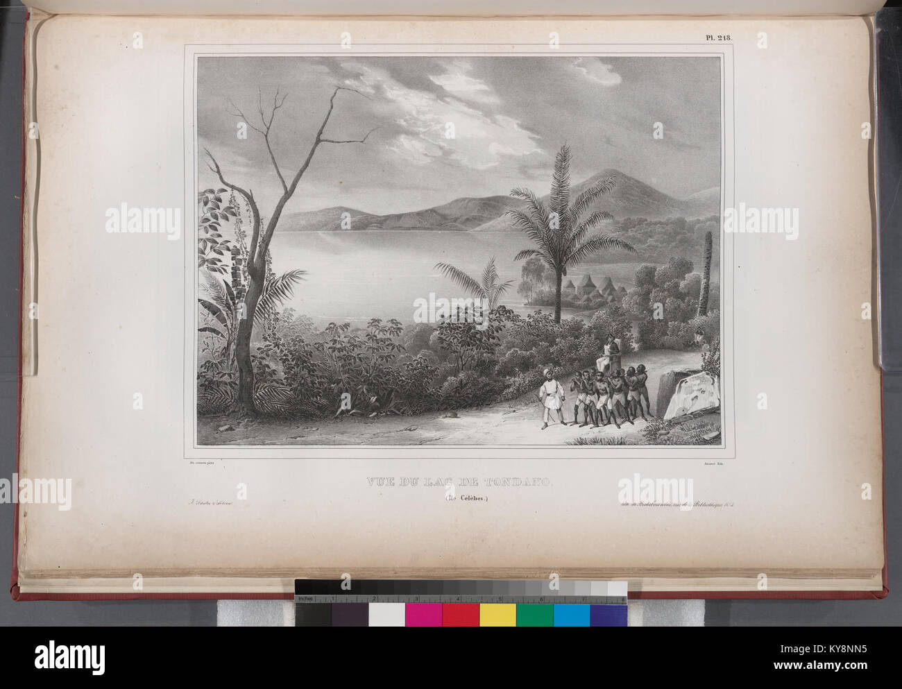 This photograph shows a view of Lake Tondano on the island of Celebes ...