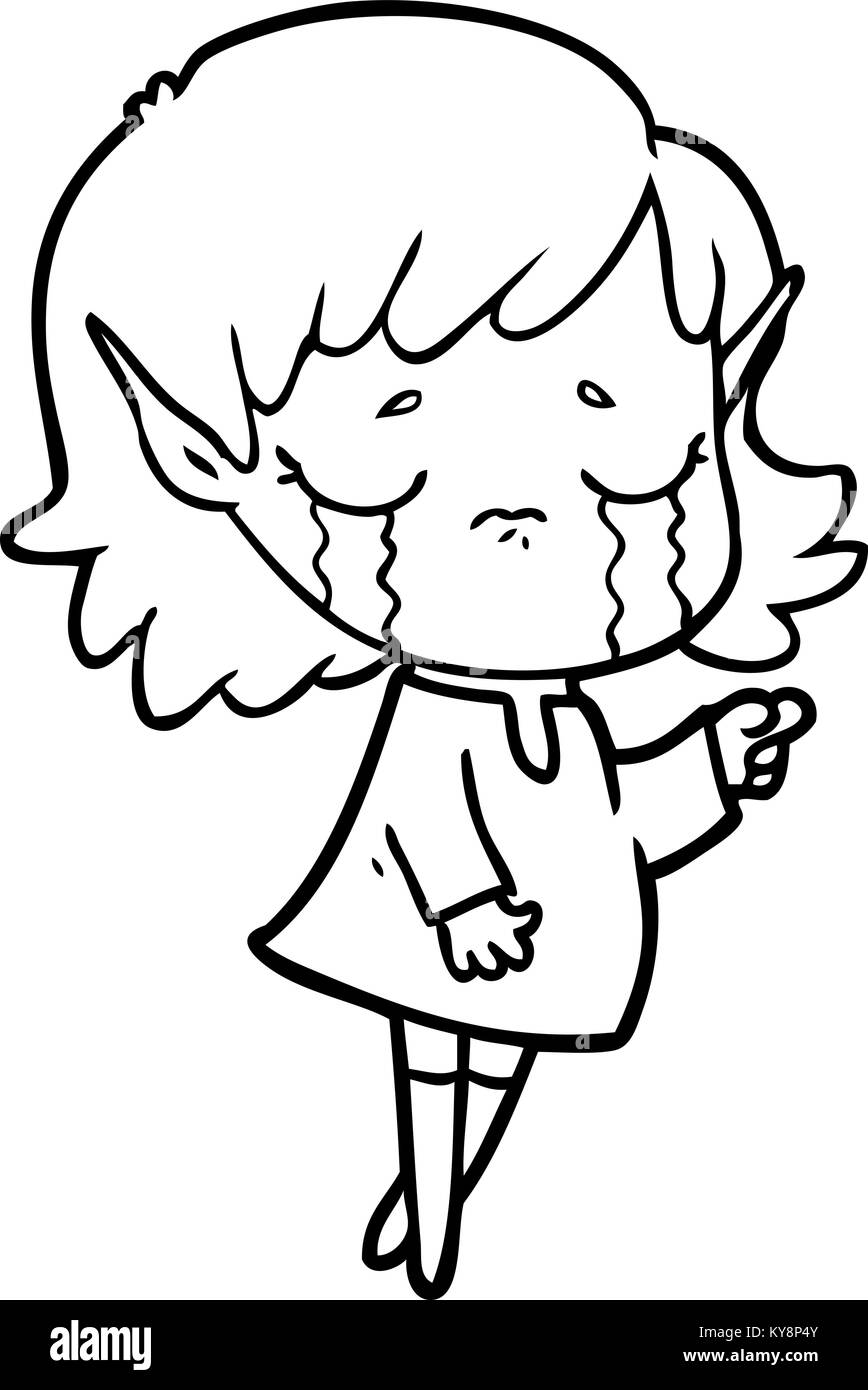 cartoon crying elf girl Stock Vector Image & Art - Alamy