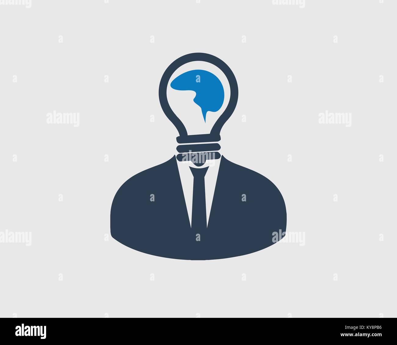Creative Man Icon. Bulb and Brain Symbol on his head Stock Vector Image ...