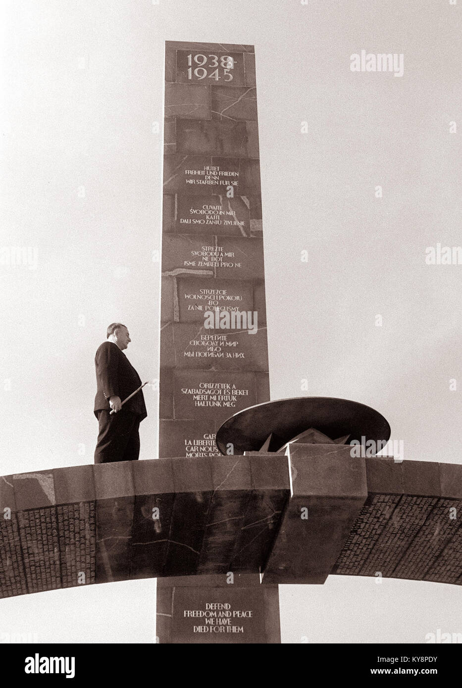 A 1961 photograph capturing the unveiling of the monument to the ...