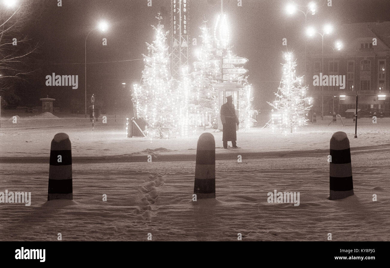 A photograph from 1961 depicting the Main Square (Glavni trg) decorated ...