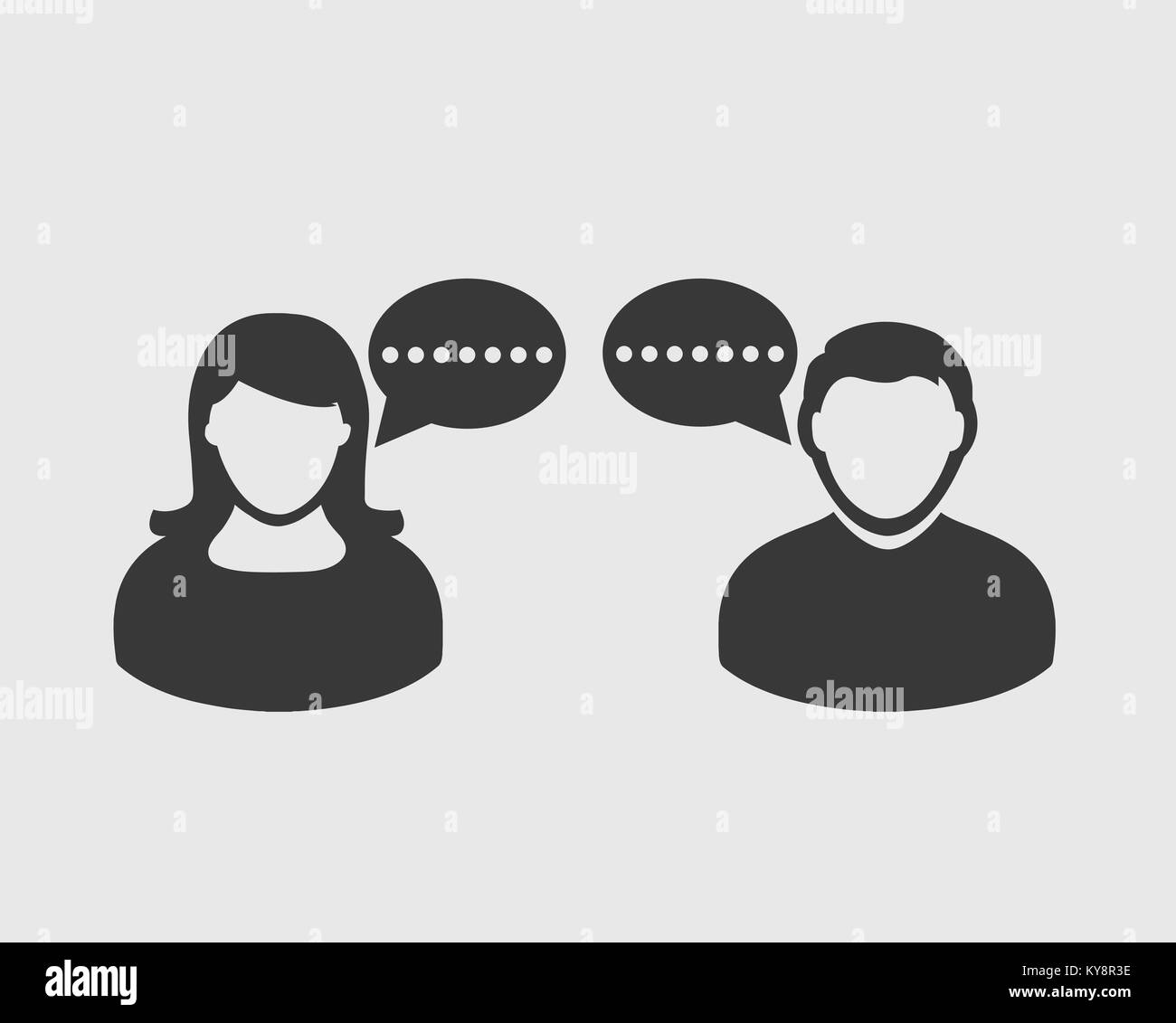 Conversation Icon. Bubble symbol in male and female head Stock Vector ...