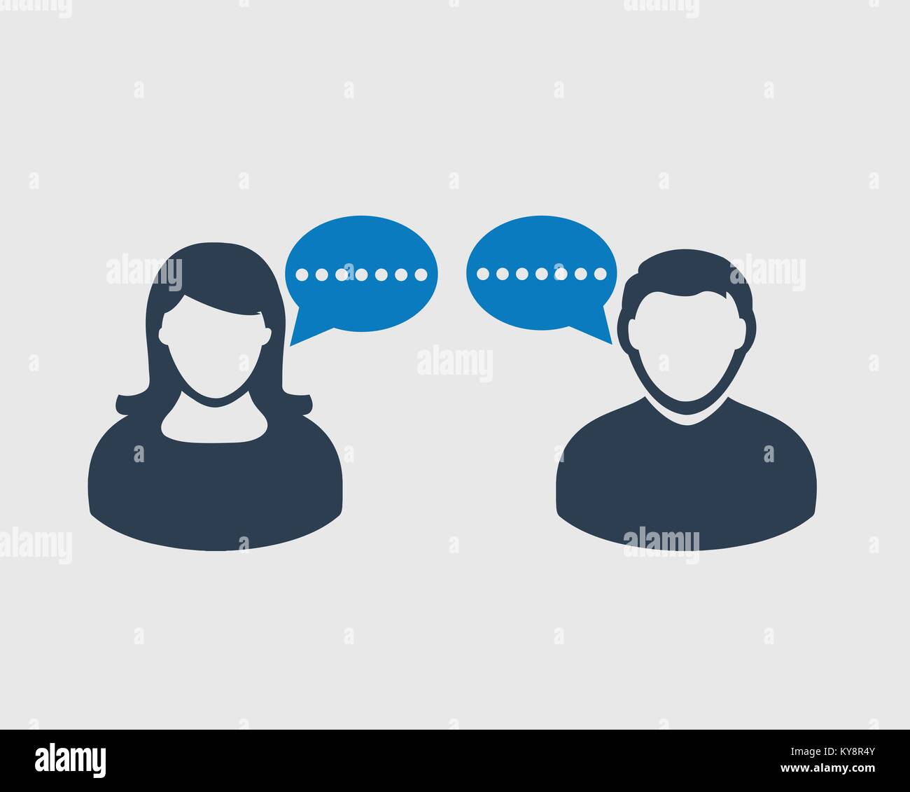 Conversation Icon. Bubble symbol in male and female head Stock Vector ...