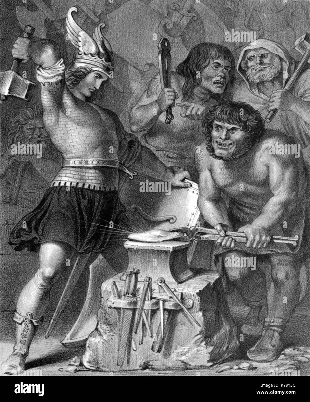 Illustration of Siegfried from Germanic mythology, showing his ...