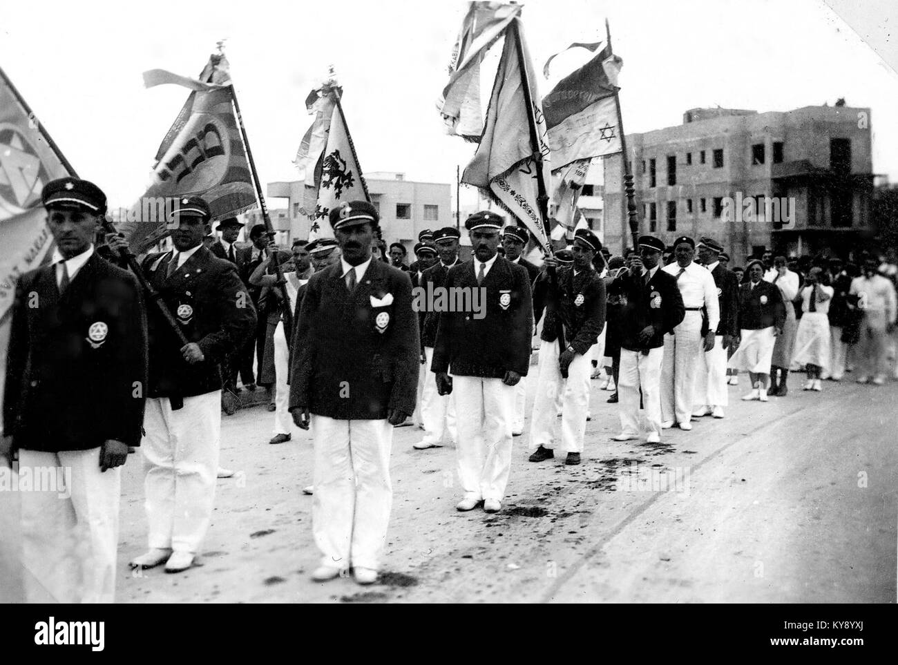 Photograph of the Czechoslovakian delegation at the 1935 Maccabiah ...