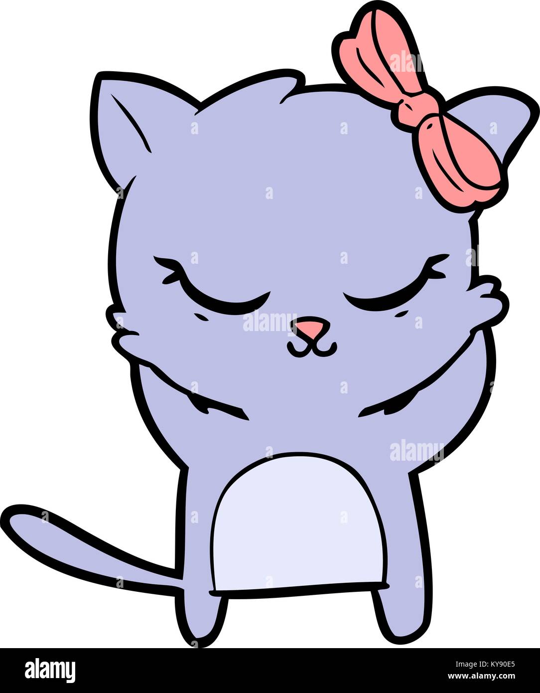 cute cartoon cat with bow Stock Vector Image & Art - Alamy