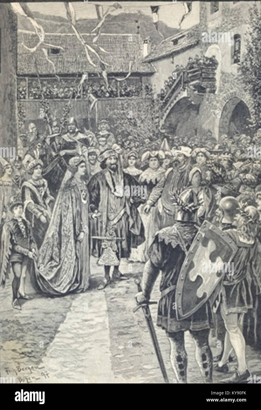 This image captures the welcoming of guests at a medieval knight ...