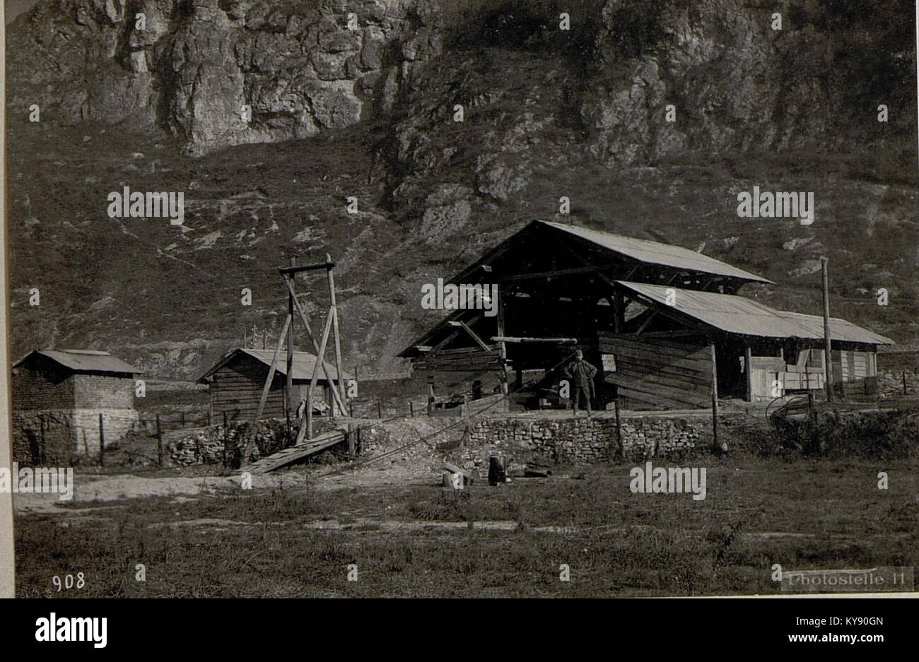 Destroyed Italian cableway in Primolano, Italy, showing post-war damage ...