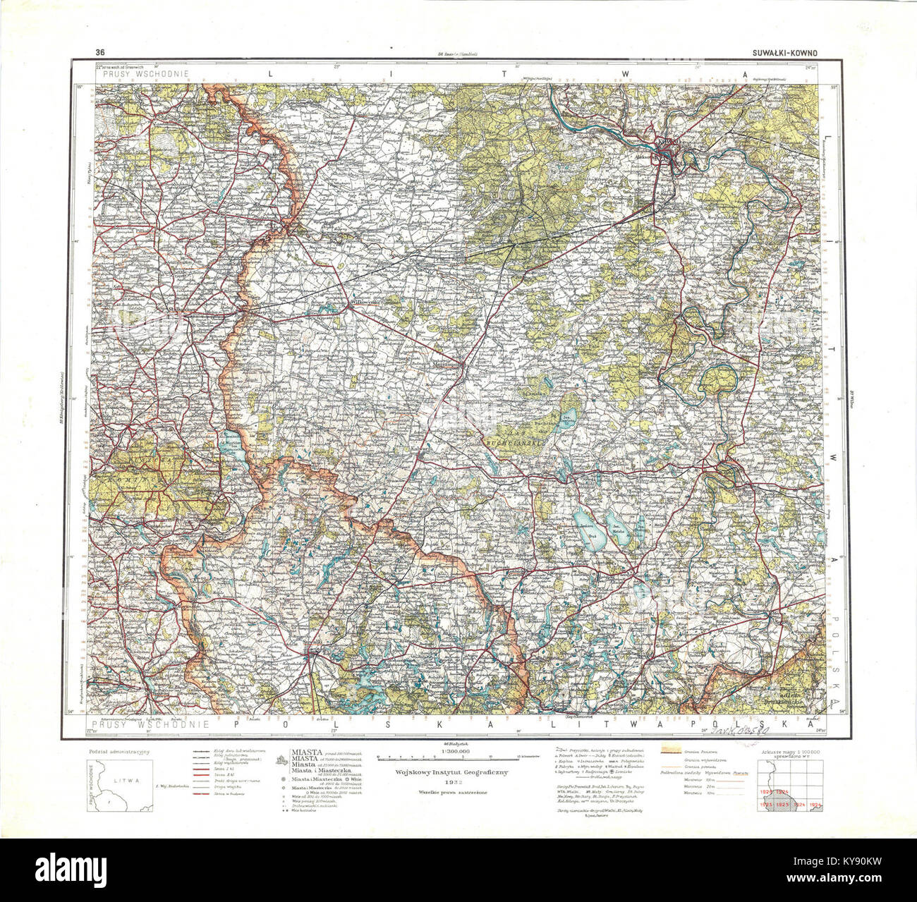 WIG Mapa Operacyjna Polski - 36 Suwałki-Kowno 1932 Stock Photo - Alamy
