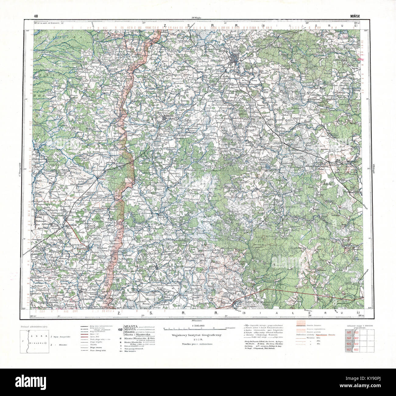 WIG Mapa Operacyjna Polski - 48 Mińsk 1929 Stock Photo - Alamy