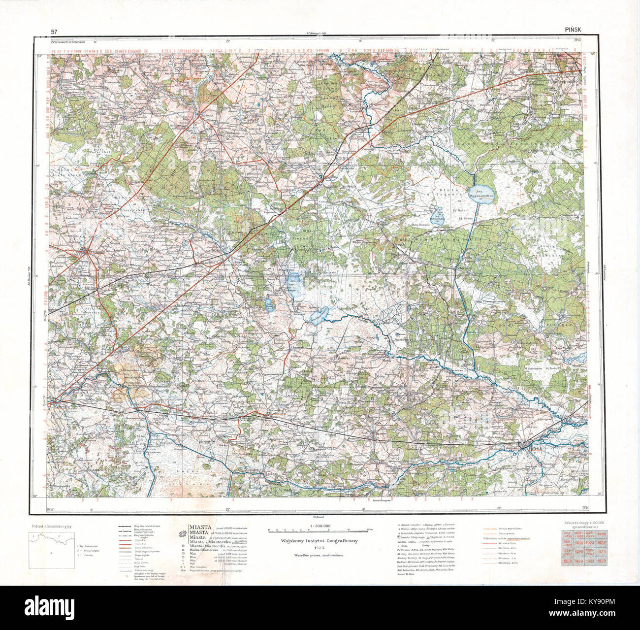 WIG Mapa Operacyjna Polski - 57 Pińsk 1933 Stock Photo - Alamy