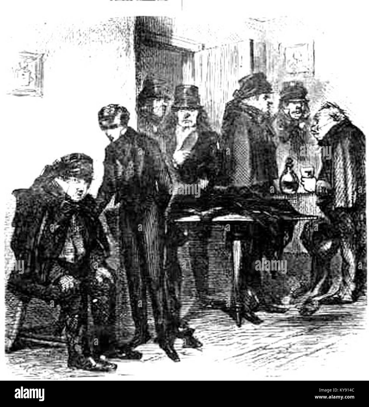 An illustration by John McLenan depicting Pip, Joe, and the undertaker ...