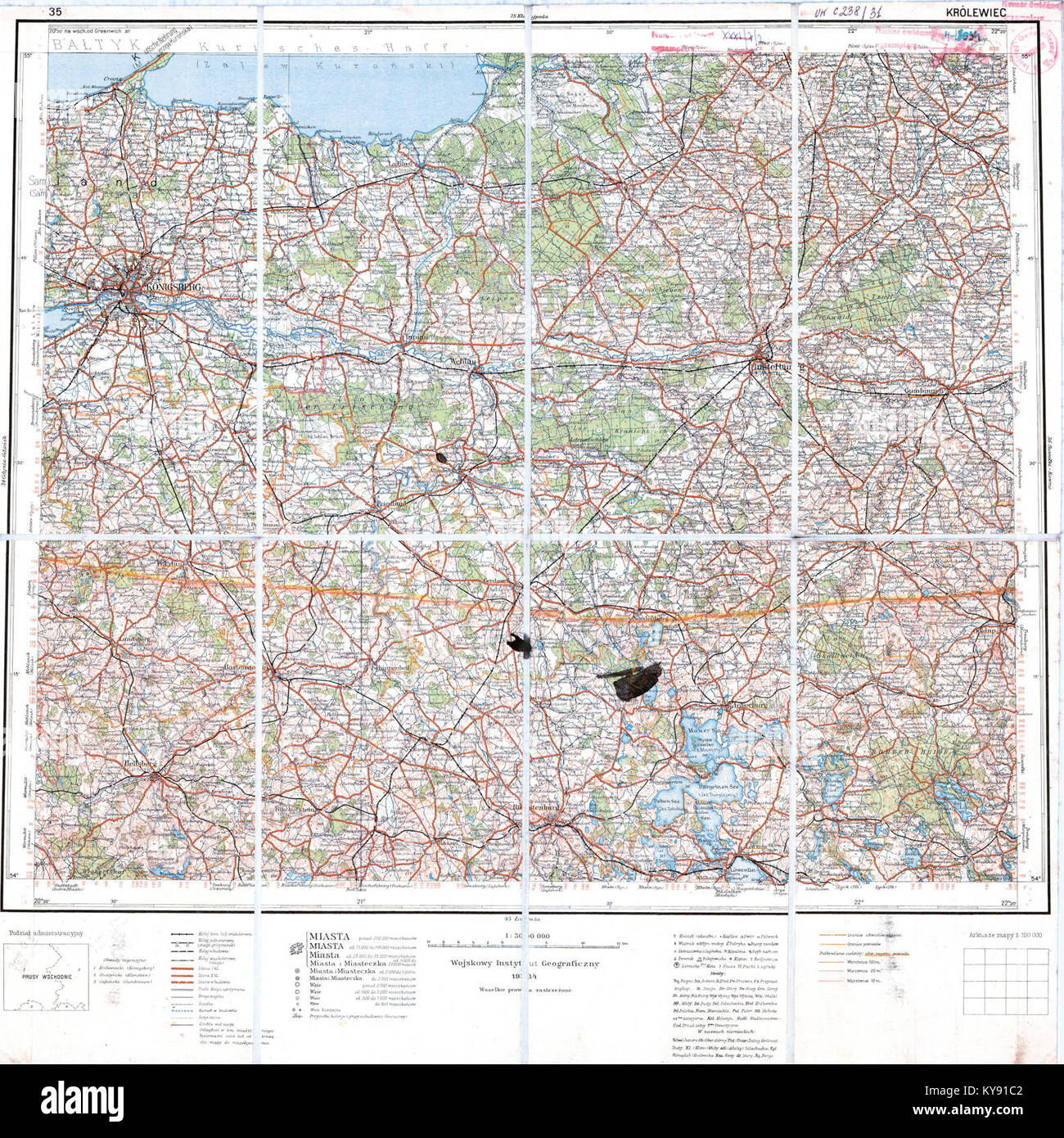 This title refers to a military operational map from 1934, showing the ...