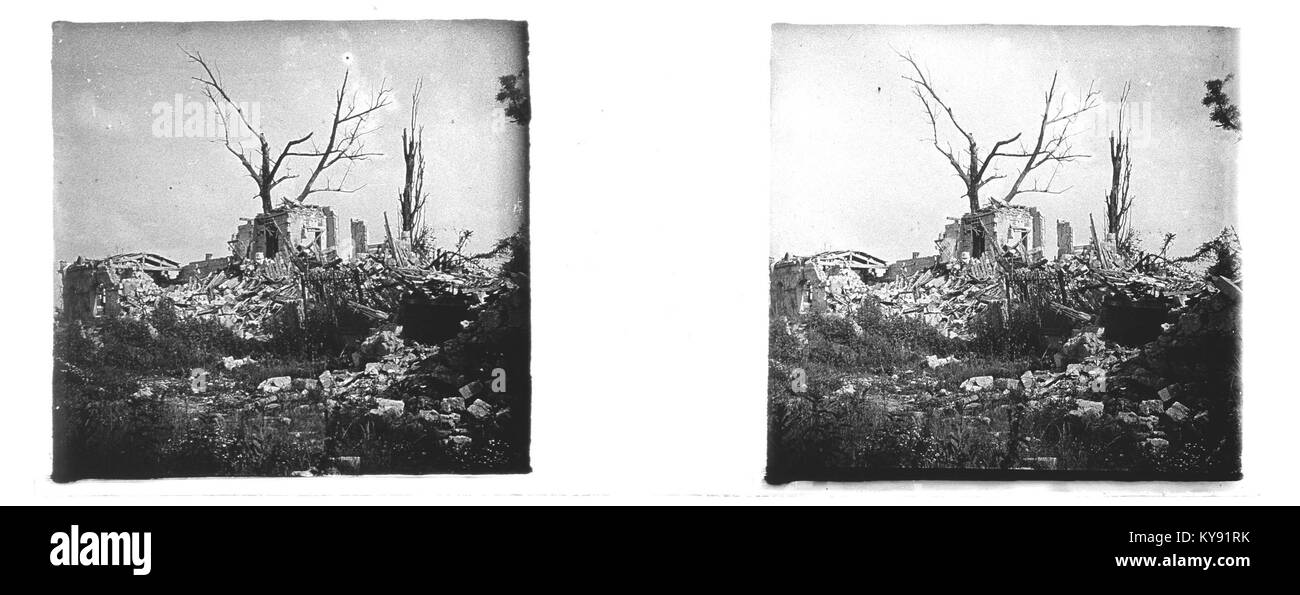 A World War I photograph showing the French front-line trenches at St ...