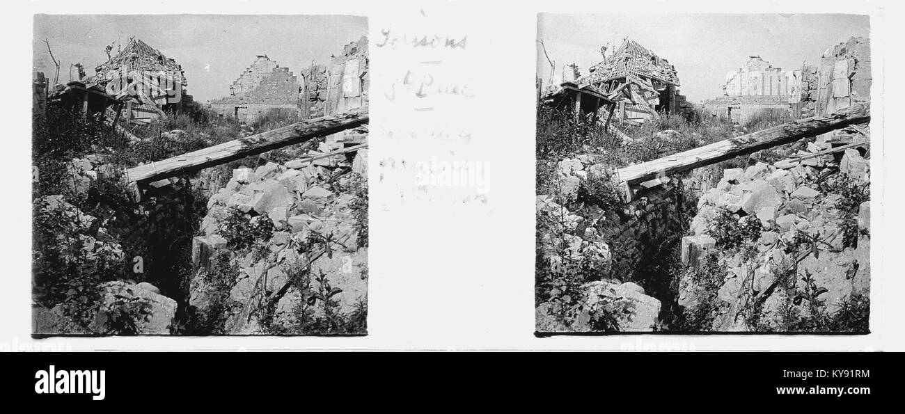 The image depicts the French trenches at Soissons during World War I ...