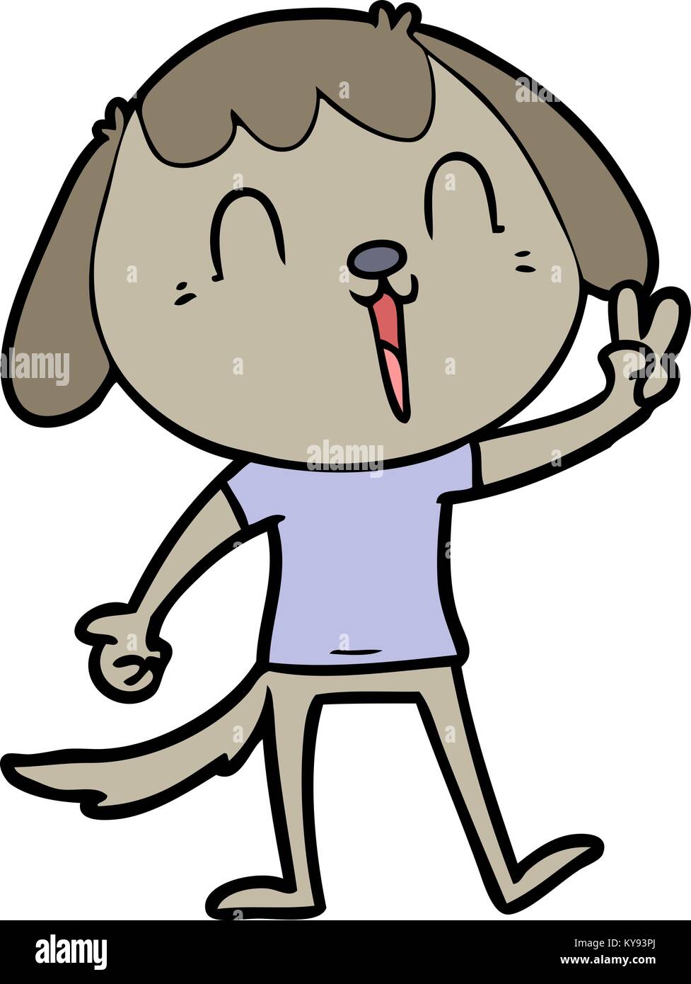 happy cartoon dog giving peace sign Stock Vector Image & Art - Alamy