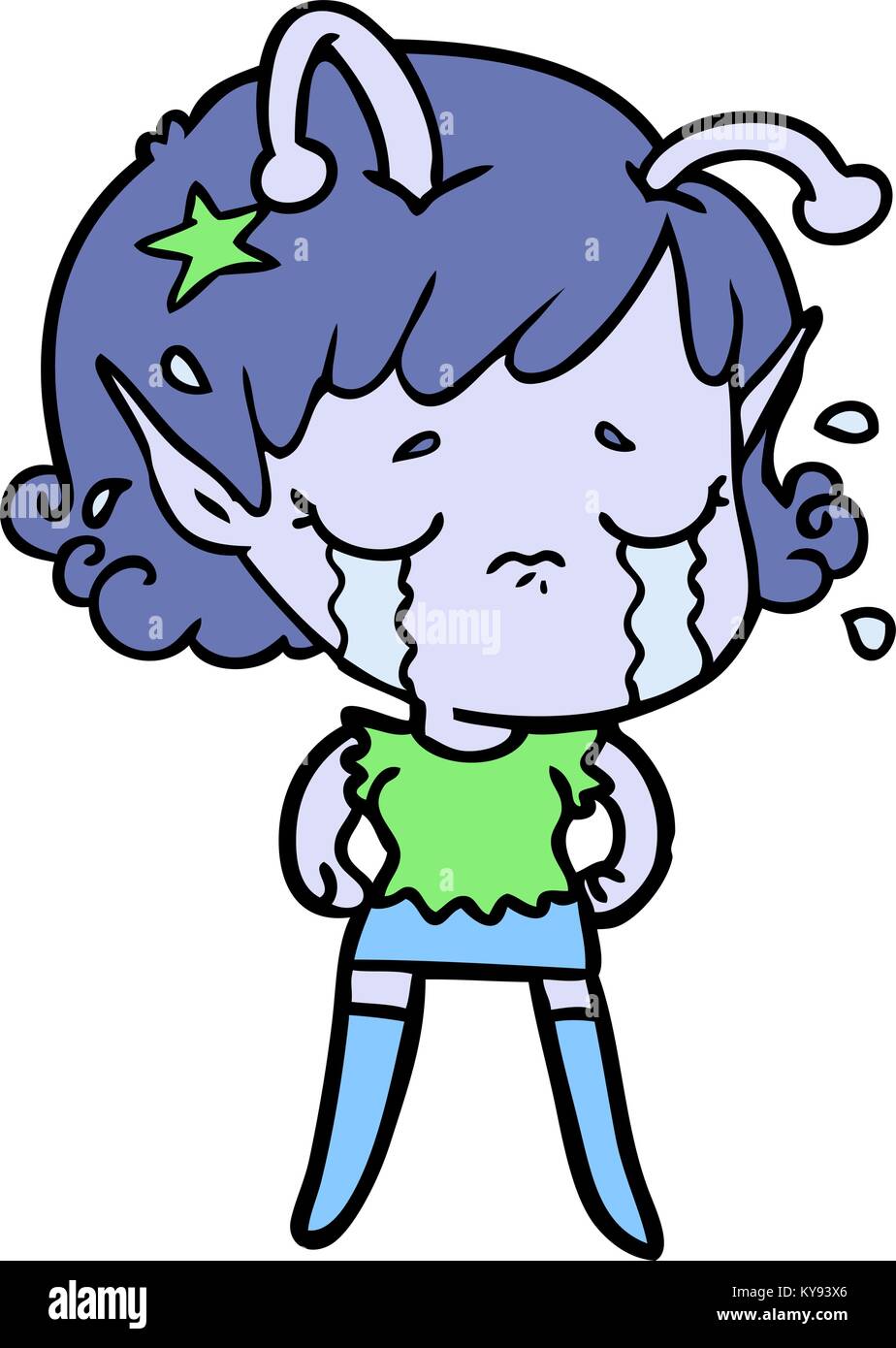 cartoon crying alien girl Stock Vector Image & Art - Alamy