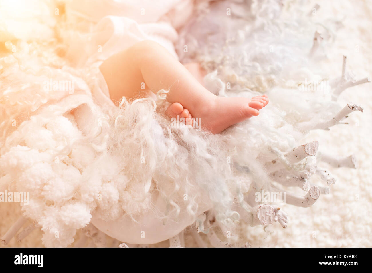 sleeping newborn baby on wool blanket Stock Photo - Alamy