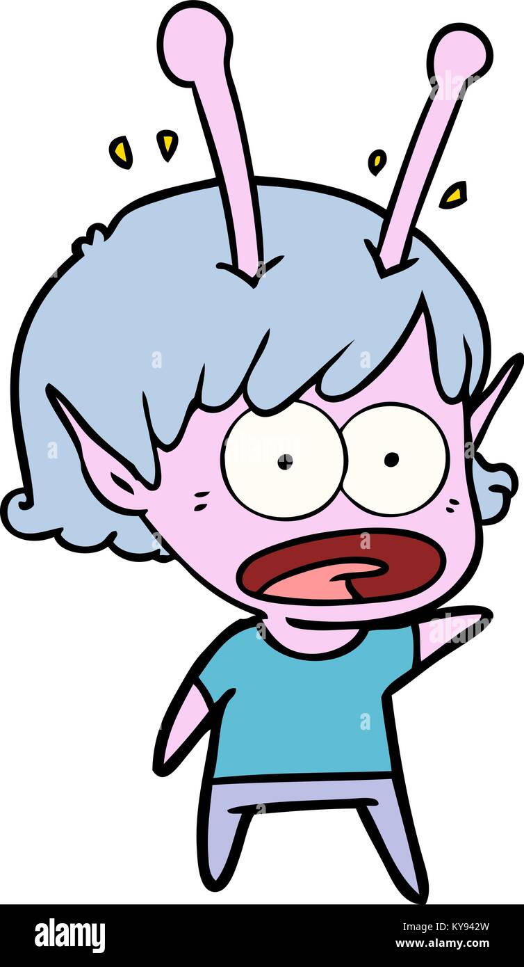 cartoon shocked alien girl Stock Vector Image & Art - Alamy