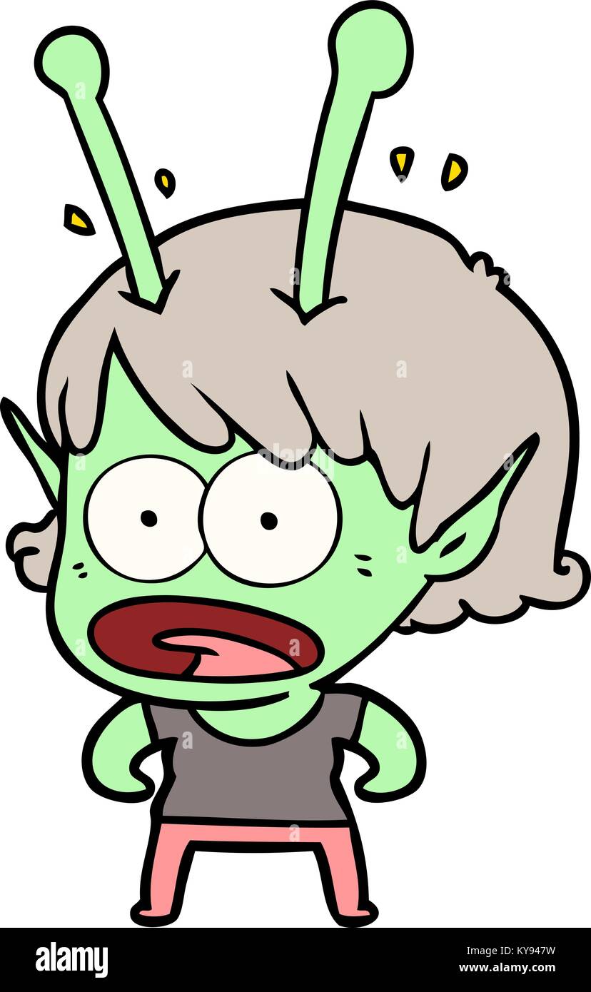 cartoon shocked alien girl Stock Vector Image & Art - Alamy