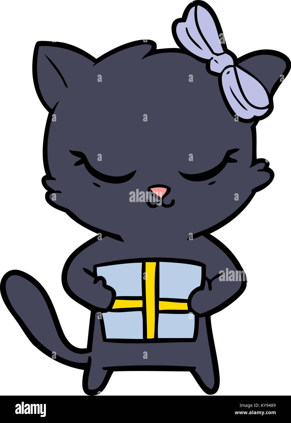 cute cartoon cat with bow Stock Vector Image & Art - Alamy