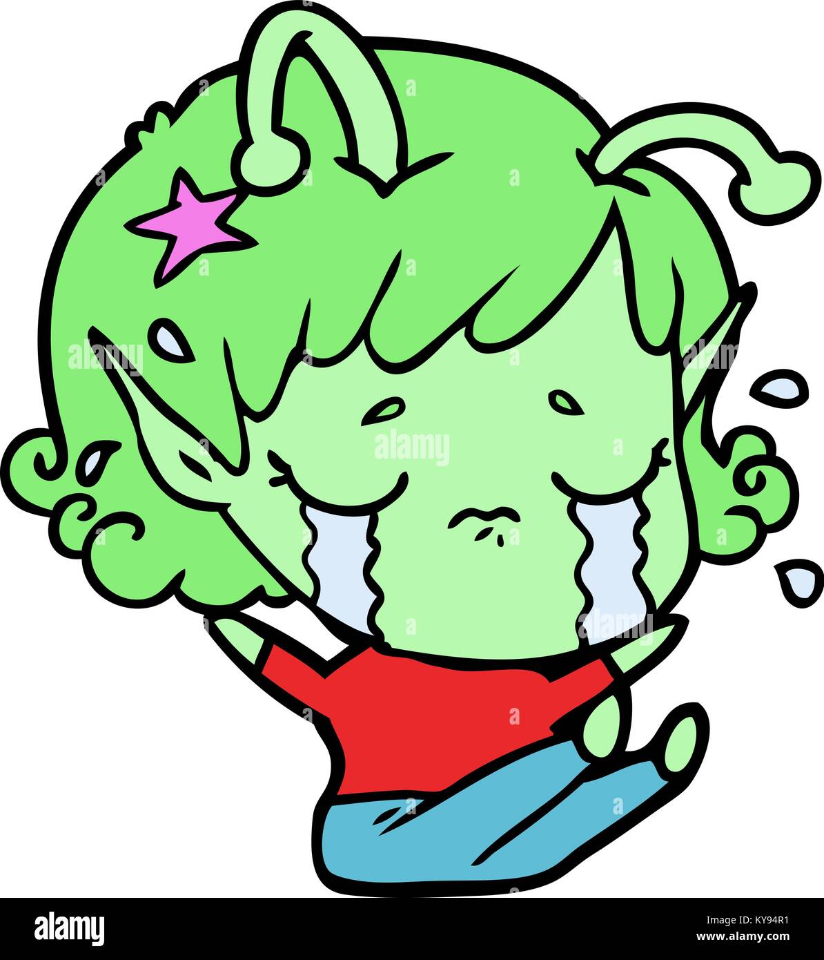 cartoon crying alien girl Stock Vector Image & Art - Alamy