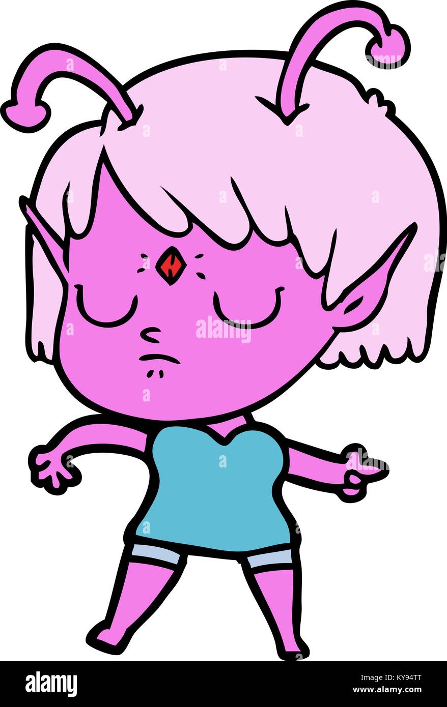 cartoon alien girl Stock Vector Image & Art - Alamy
