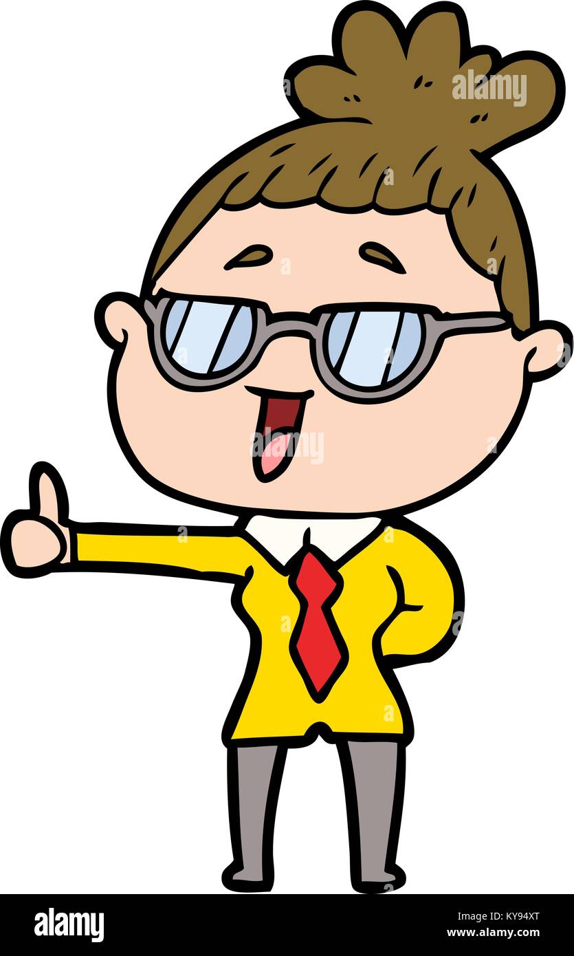 cartoon happy woman wearing spectacles Stock Vector Image & Art - Alamy