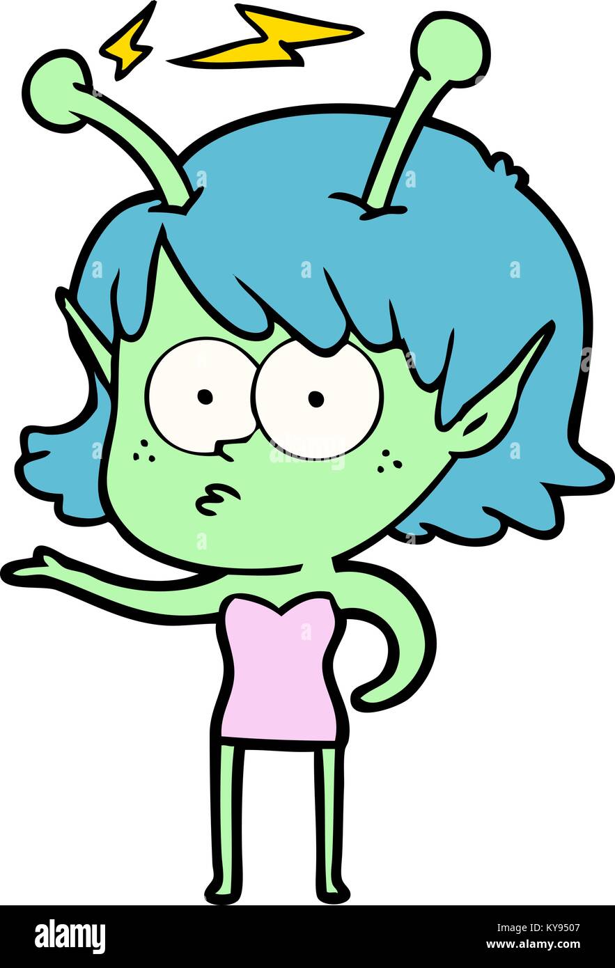 cartoon alien girl Stock Vector Image & Art - Alamy